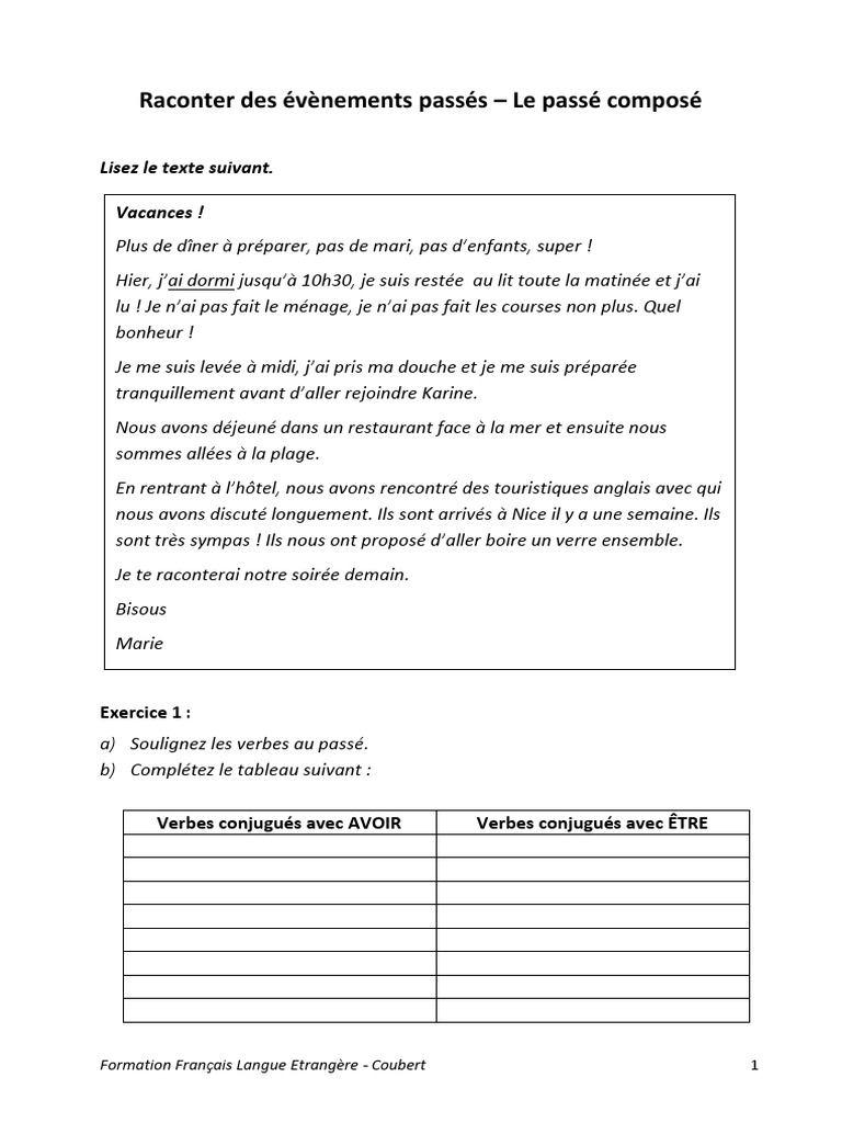 Raconter au passé composé | PDF | Verbe