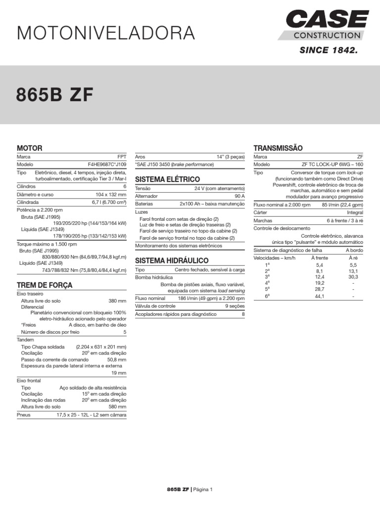 Case 865B | PDF | Pneu | Motores