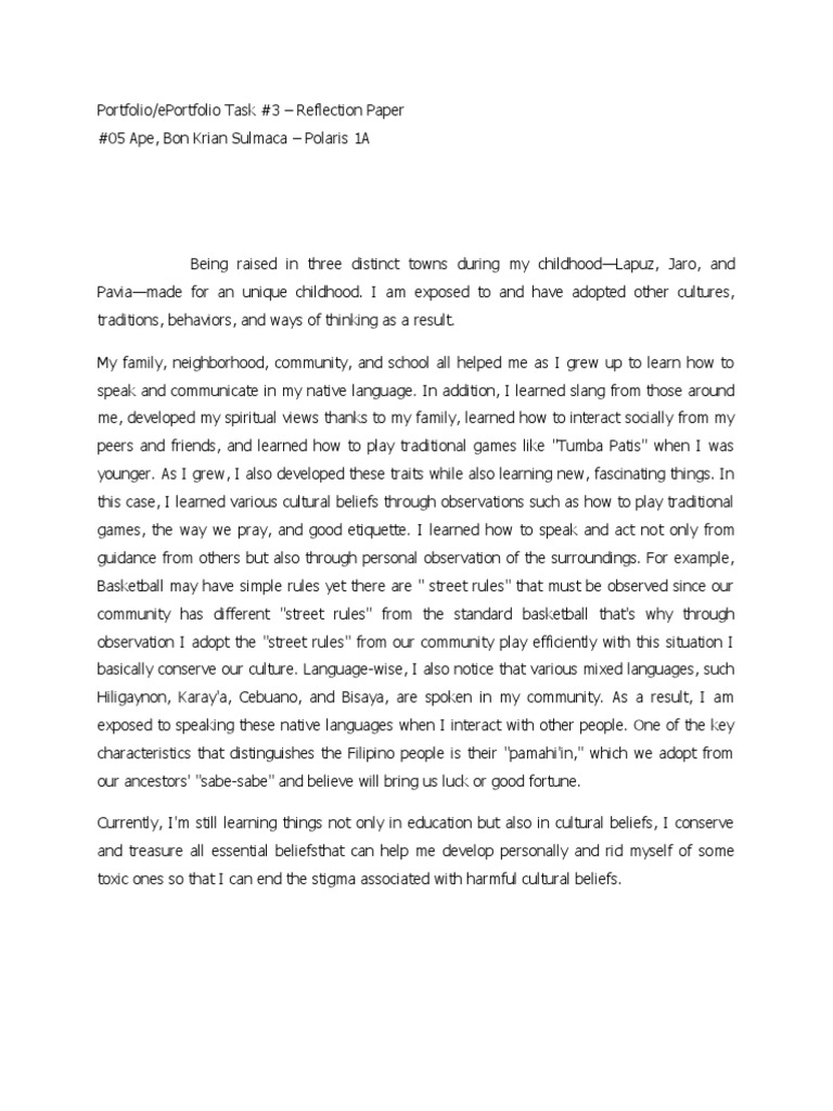 Eportfolio Task 3 - Reflection Paper | PDF