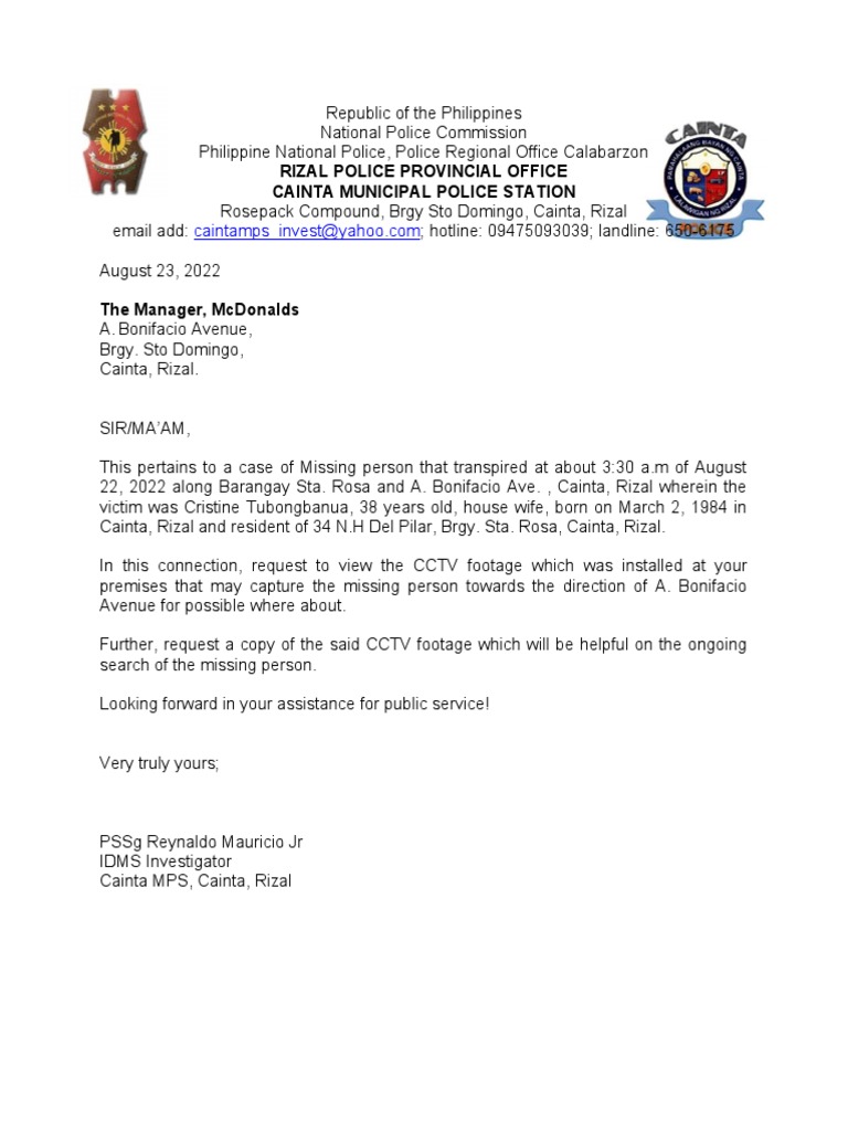 CCTV Footage Missing Person | PDF | Social Science