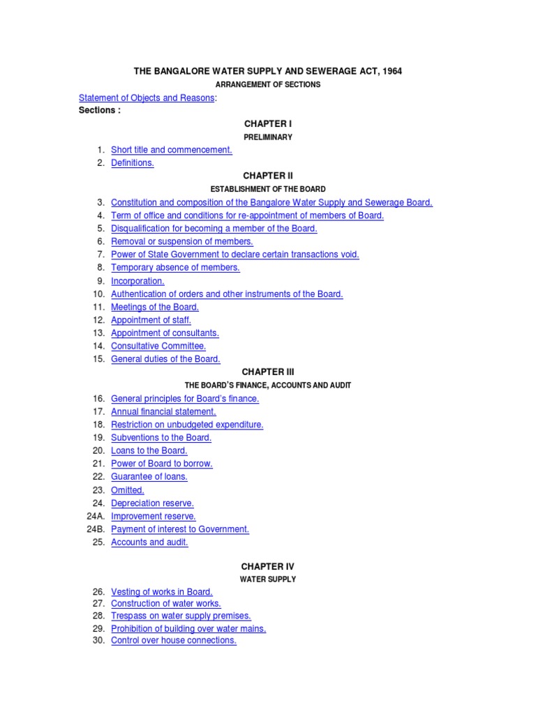 BWSSB Act 1964 | PDF | Expense | Sanitary Sewer