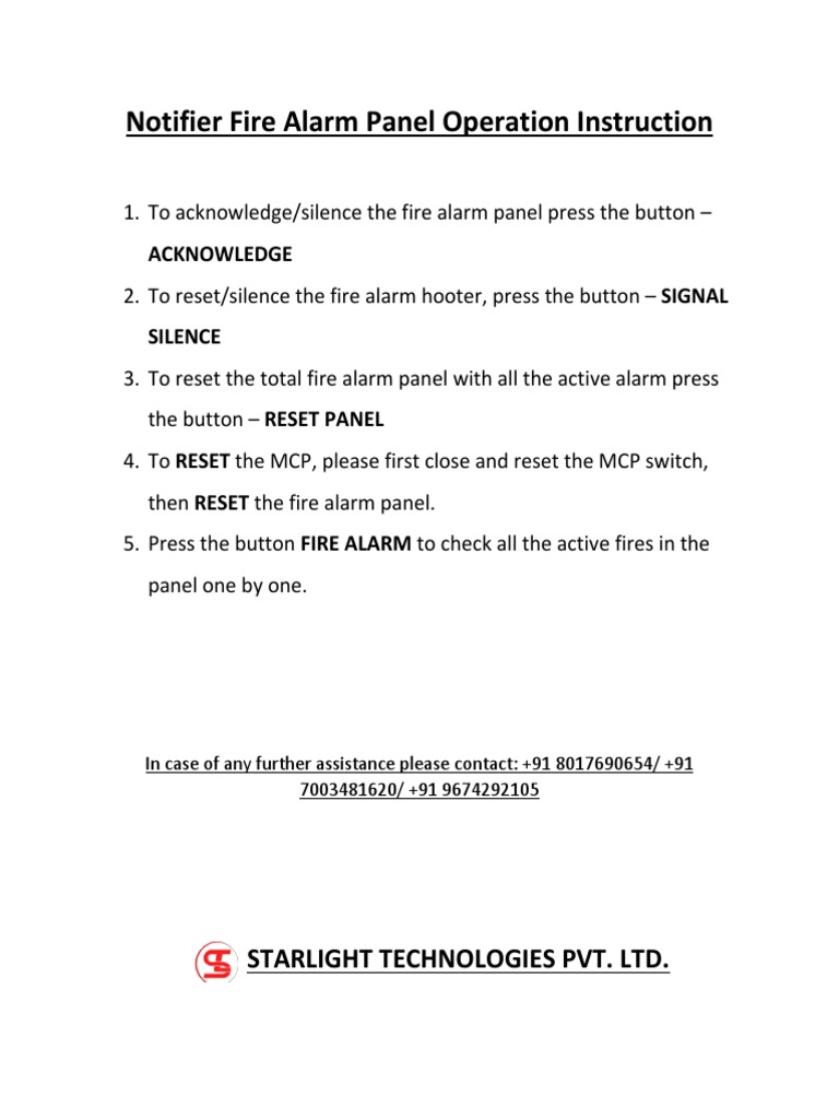 Notifier Fire Alarm Panel Operation Instruction | PDF