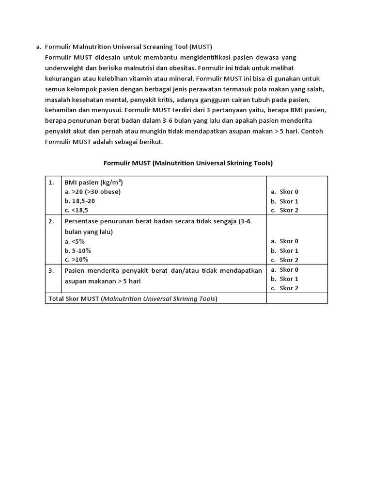 Form Skrining Gizi | PDF