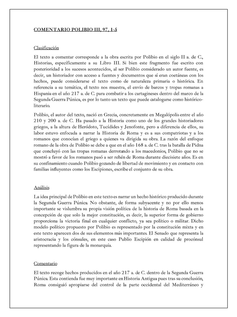 Comentario Polibio | PDF