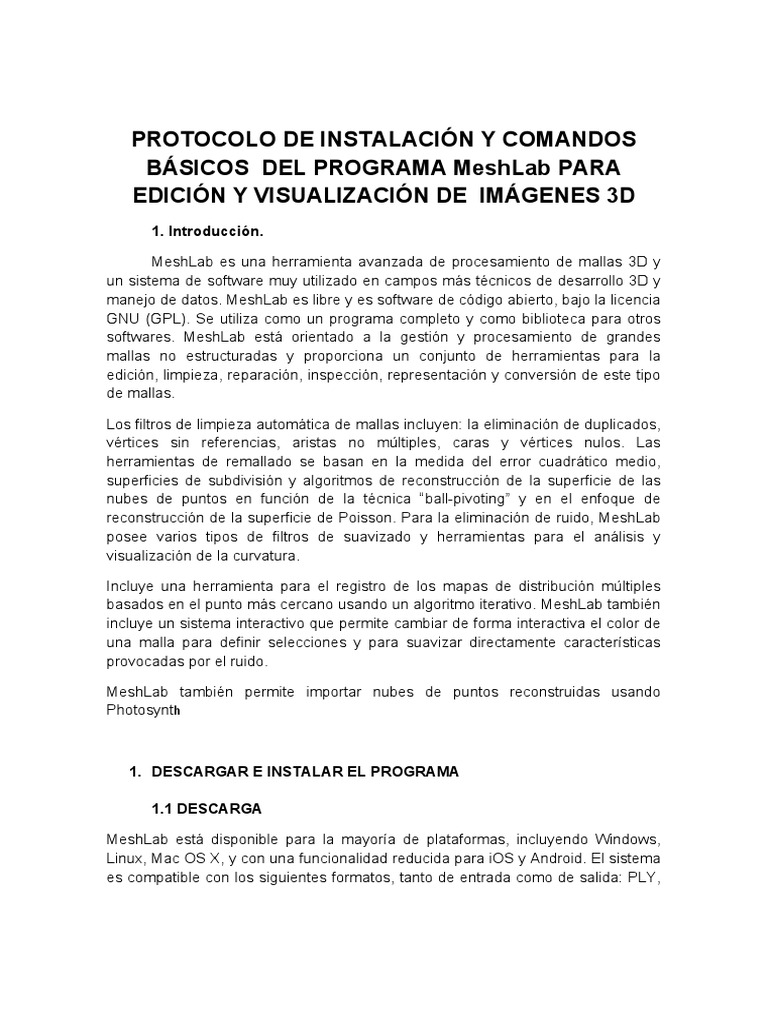 Tutorial MeshLab | PDF | Software | Programa de computadora