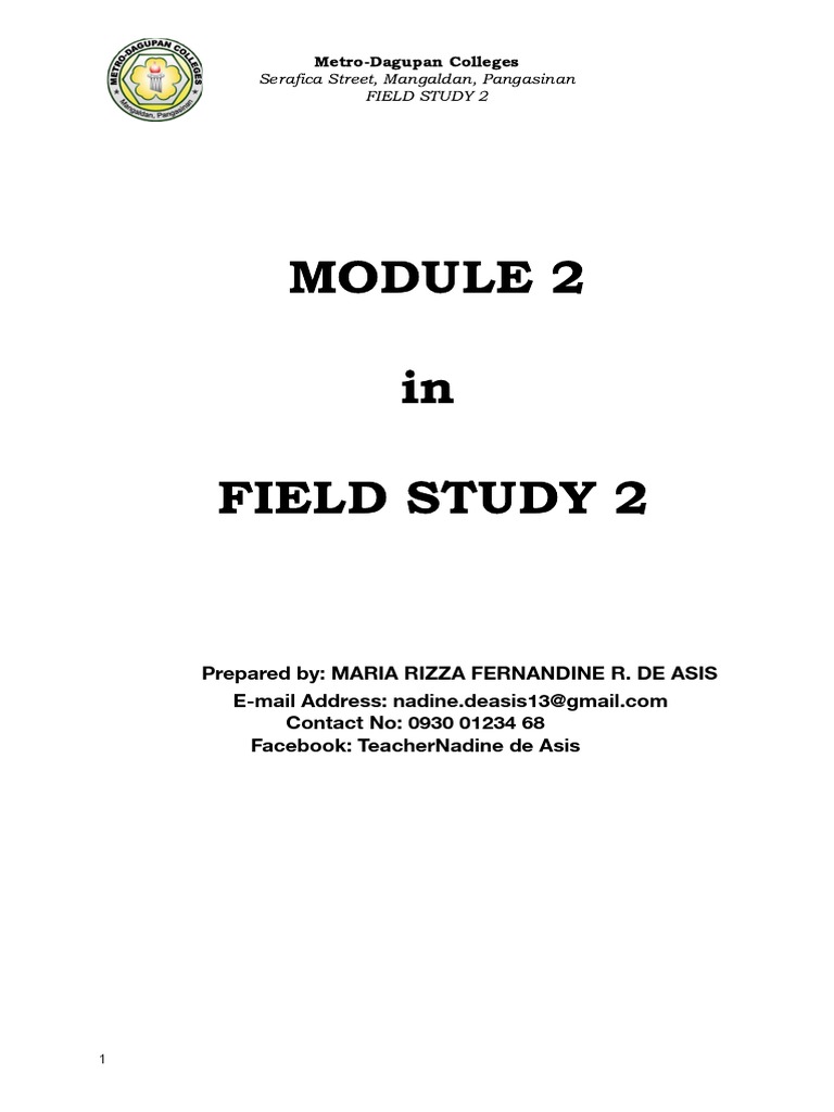 Field Study 2 Module 2 | PDF | Educational Assessment | Lesson Plan