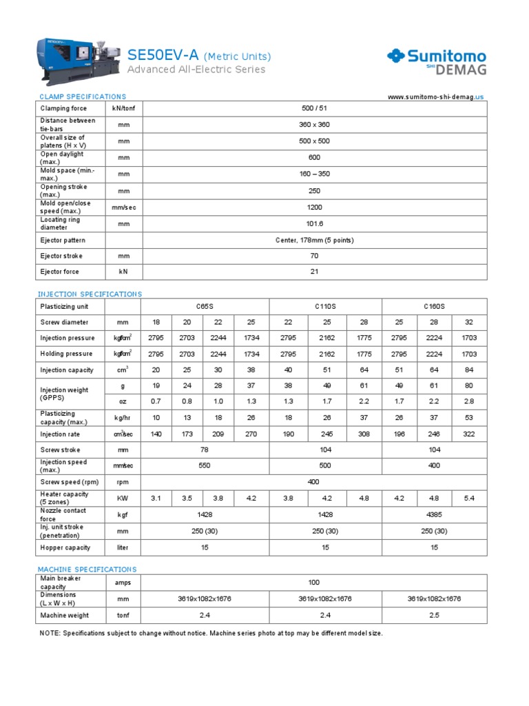 SE50EV AspecsMETRIC | PDF | Mechanical Engineering