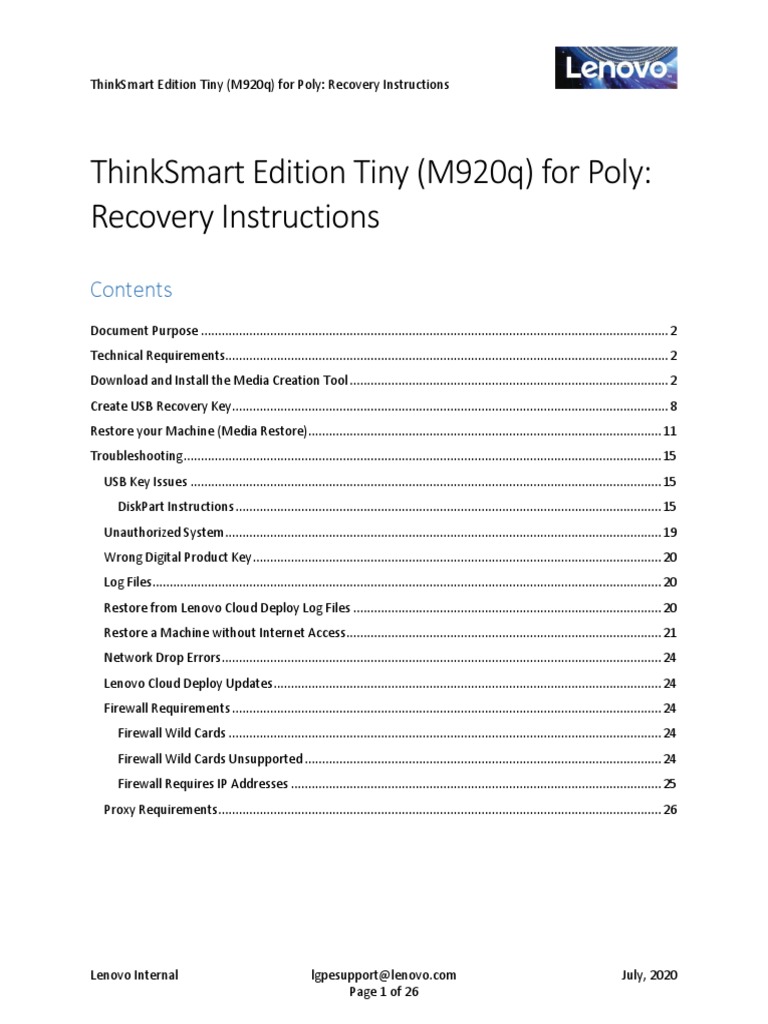 Lenovo ThinkSmart Tiny Poly Recovery Aid | PDF | Booting | Cloud Computing