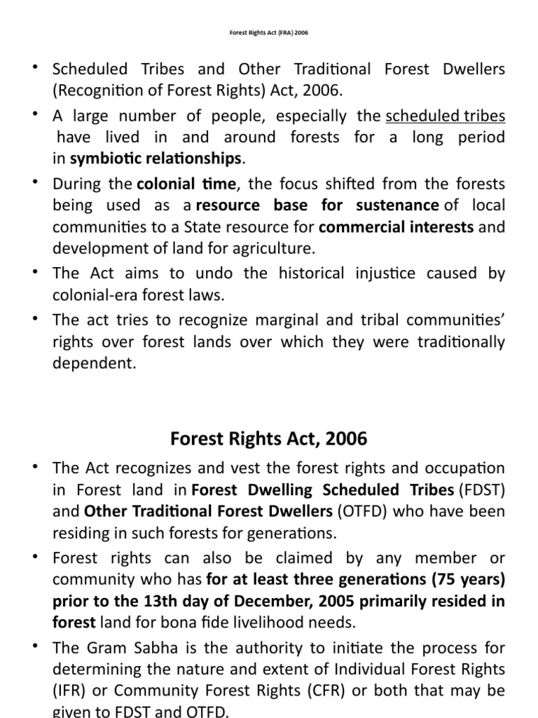 Overview of the Forest Rights Act 2006 | PDF | Environmental Social ...
