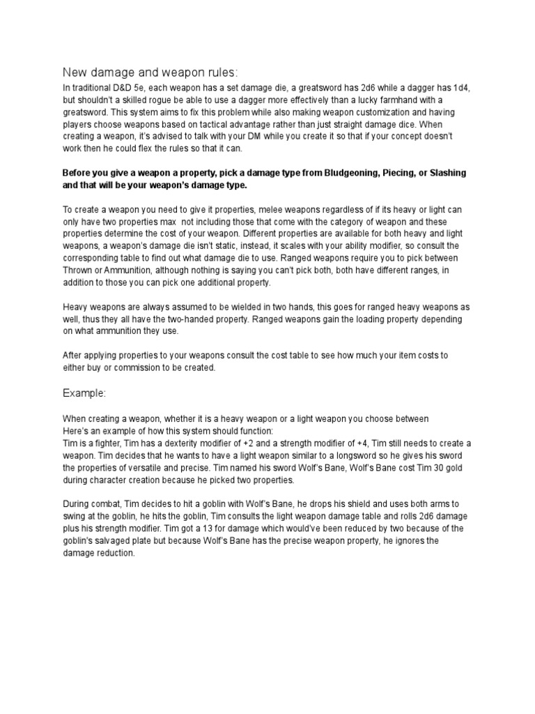 Revised Weapons & Damage Rules | PDF | Ammunition | Firearms