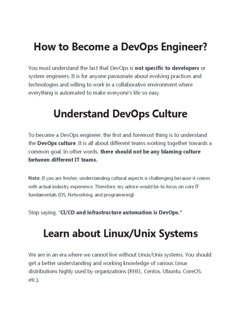How To Become A Successful DevOps Engineer | PDF | Linux | Software Engineering