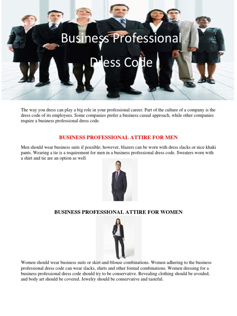Professional Dress Code | PDF | Clothing | Human Body
