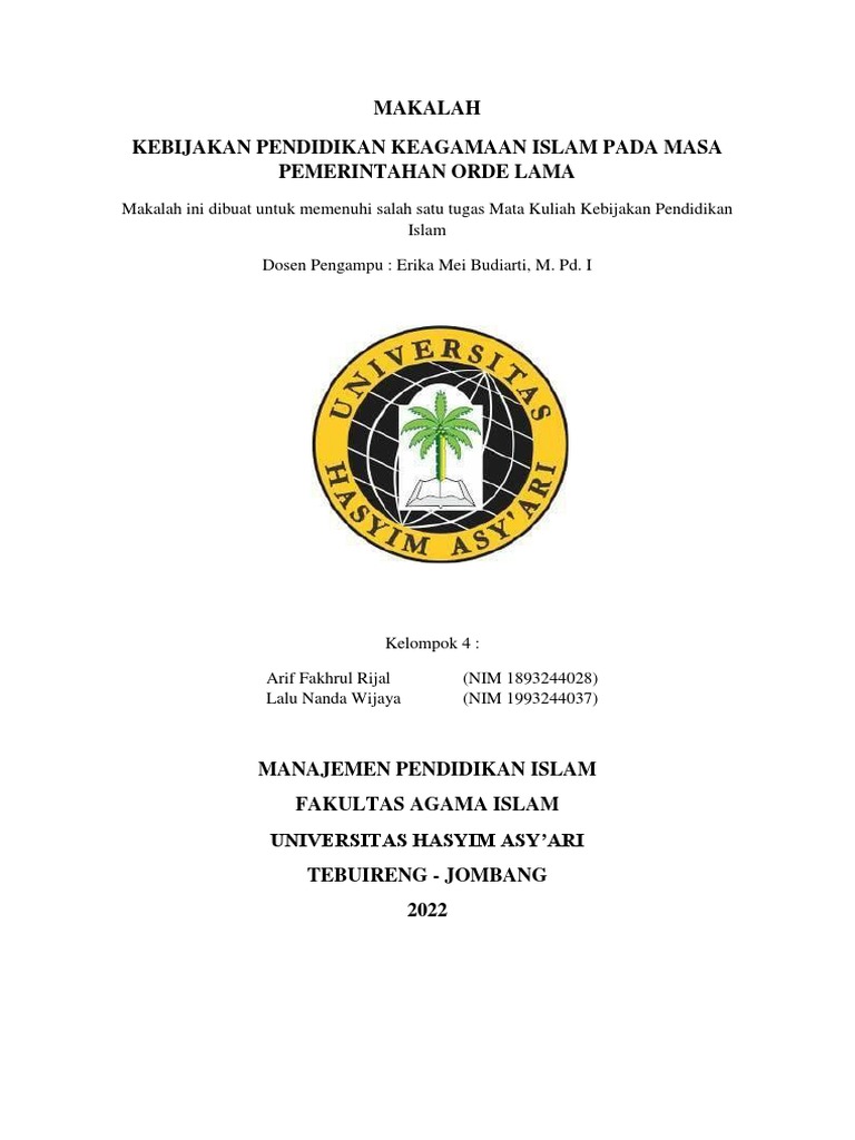 MAKALAH Kebijakan Pendidikan Islam | PDF