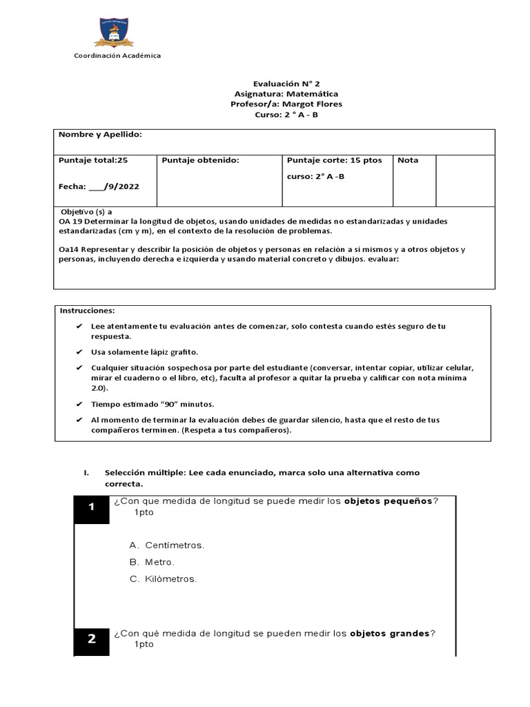 Prueba 2do Margot | PDF