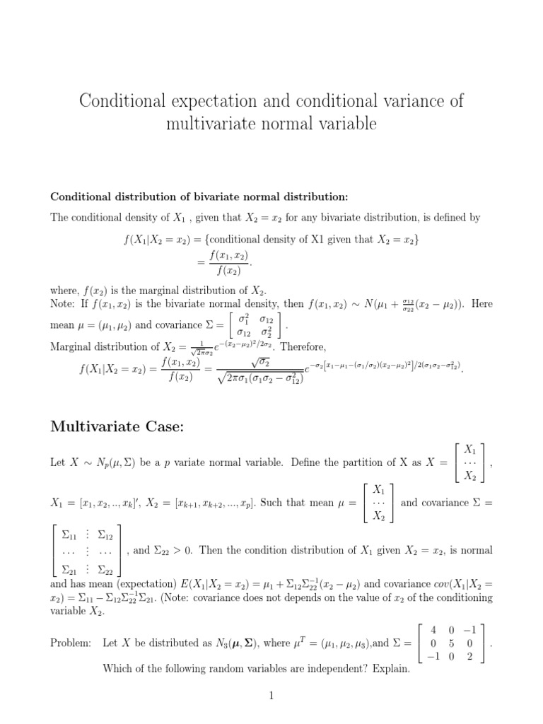 Conditional and Singular Normal Distribution | PDF | Eigenvalues And Eigenvectors | Algebra
