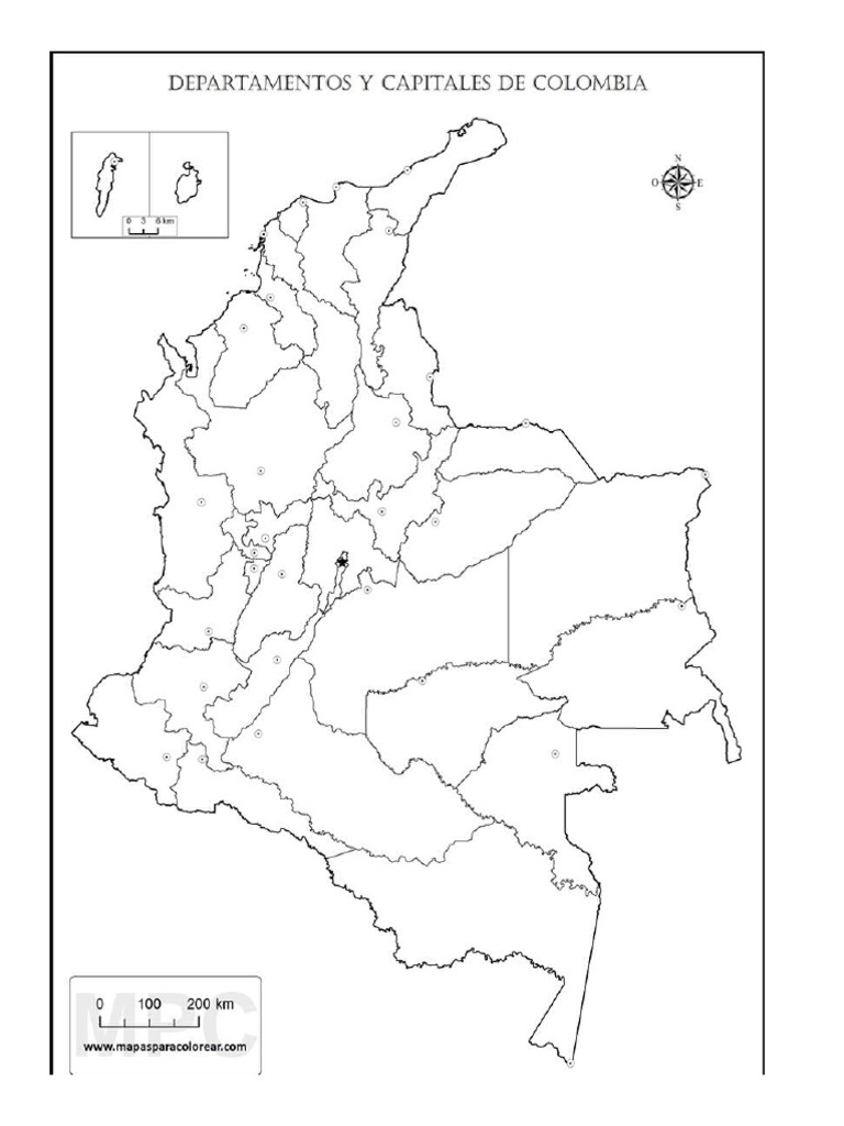 Departamentos y Capitales de Colombia Mapa | PDF