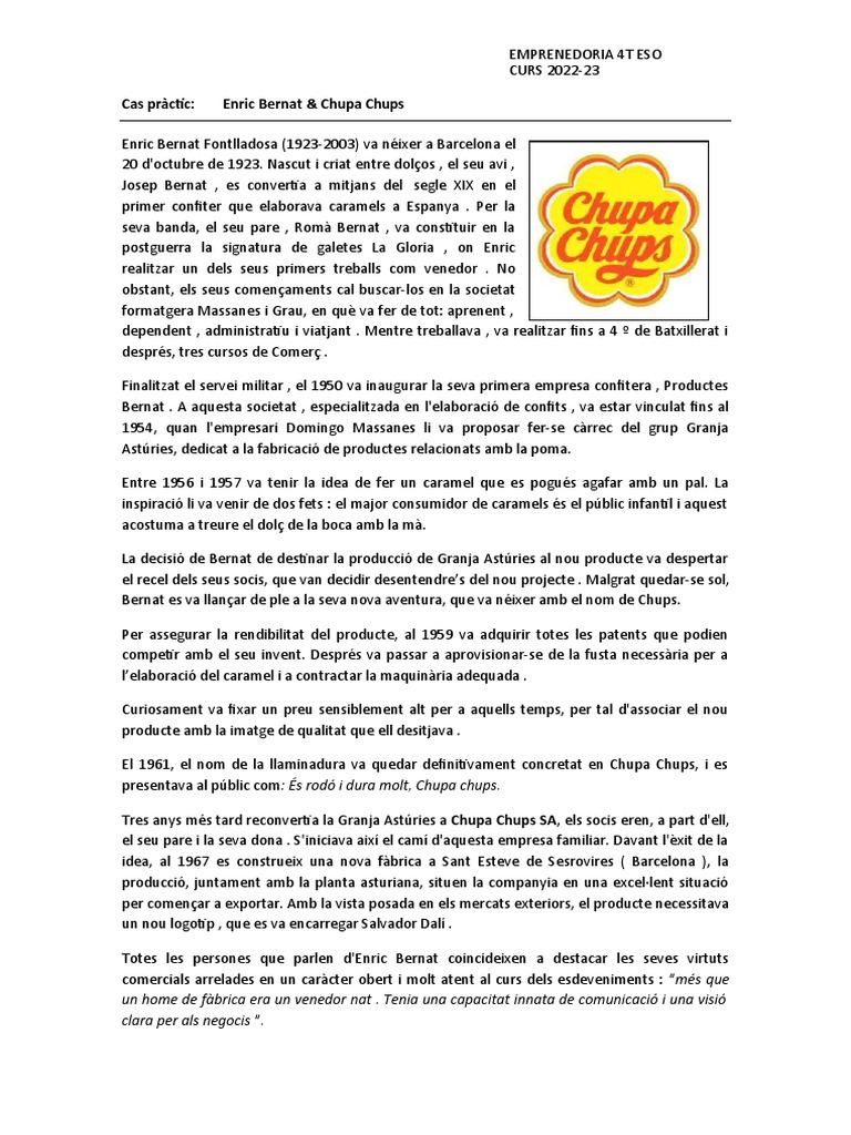 Cas Pràctic - Enric Bernat & Chupa Chups - Abcdpdf - PDF - A - Word | PDF