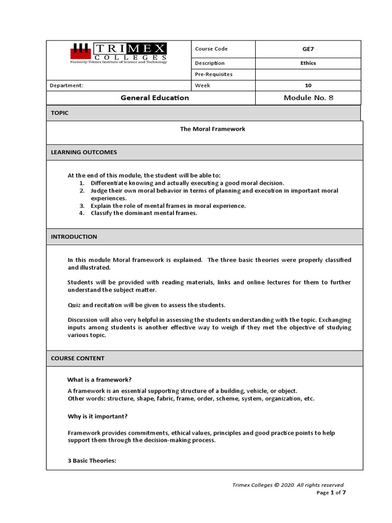 GE7-Ethics Module-8 | PDF | Utilitarianism | Morality