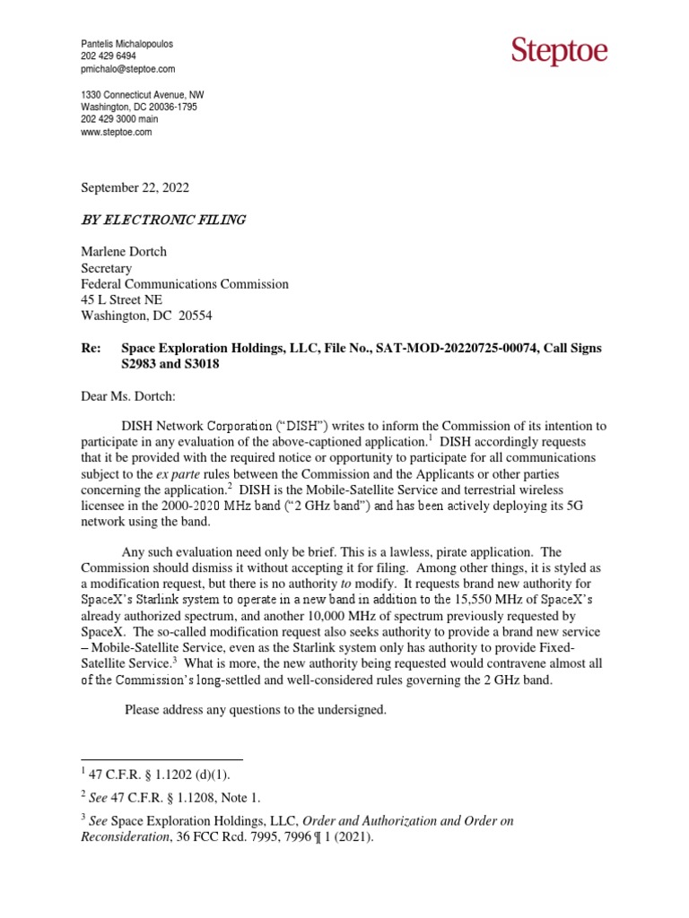 SpaceX 2 GHZ Letter. | PDF | Communication | Broadcasting