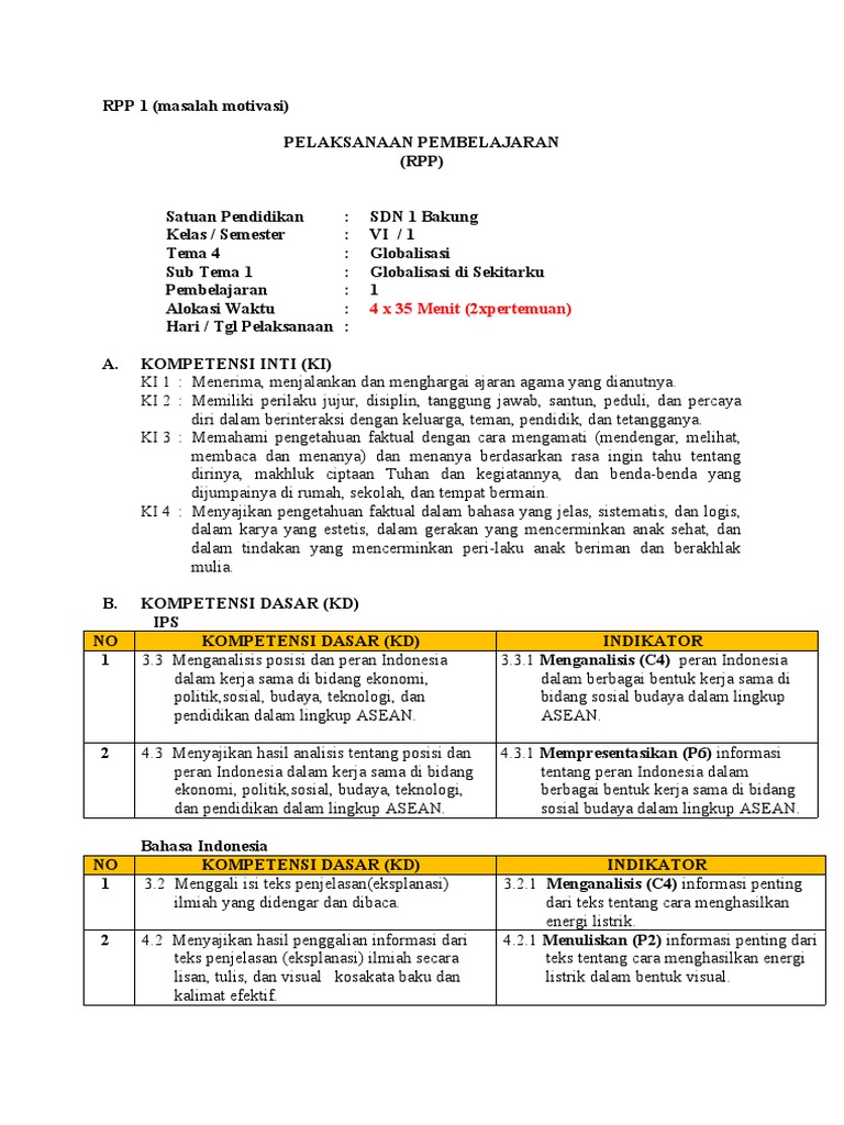 RPP (Aksi 1) | PDF | Karier & Perkembangan | Seni