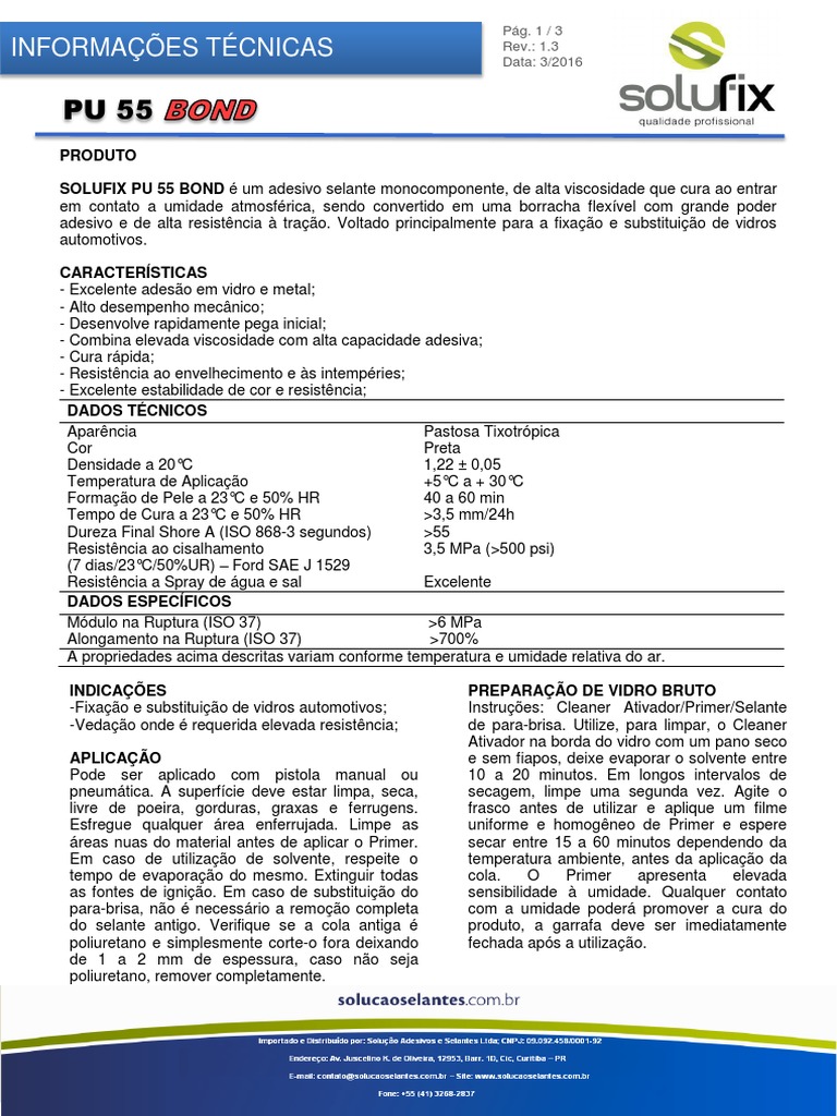 FT NM Solufix Pu 55 Bond | PDF | Poliuretano | Embalagem e rotulagem