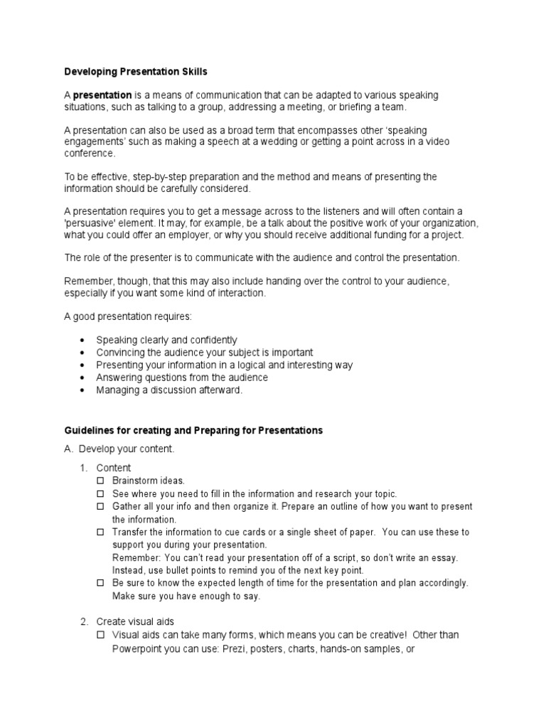 Developing Presentation Skills | PDF | Nonverbal Communication ...