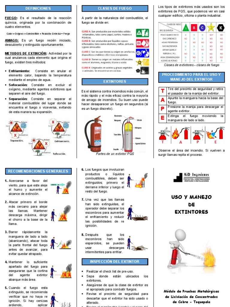 Triptico Uso y Manejo de Extintores | PDF | Incendios | Oxígeno