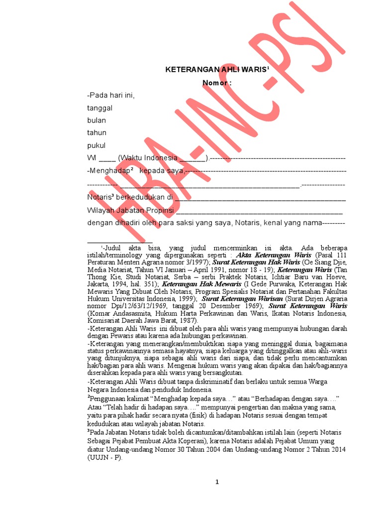 Contoh Akta Keterangan Waris | PDF