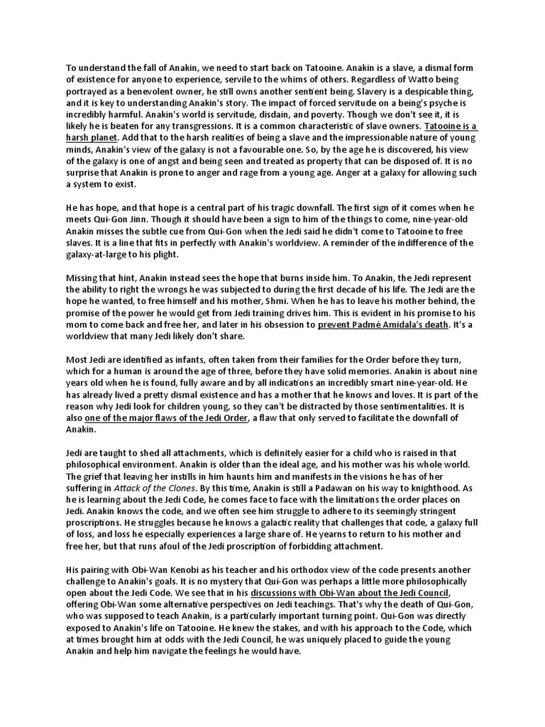 The Rise and Fall of Anakin Skywalker | PDF | Jedi | Darth Vader