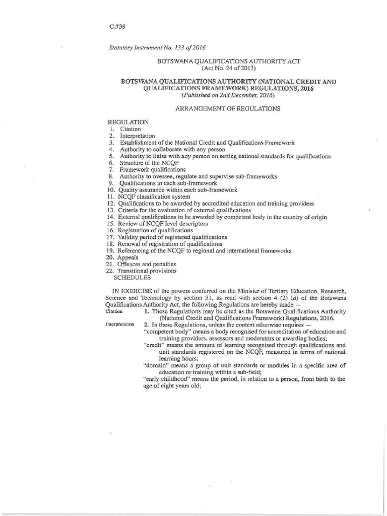 Botswana Qualifications Authority (National Credit and Qualifications ...
