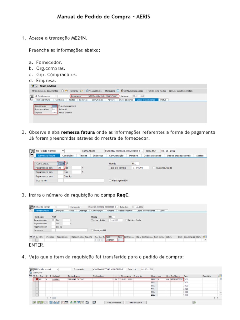 Manual Pedido de Compra | PDF