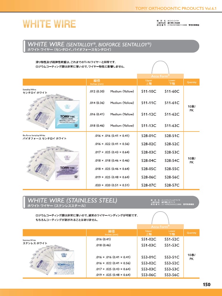 Orthodontic Arch Wires Catalog | PDF | Dentistry Branches | Materials