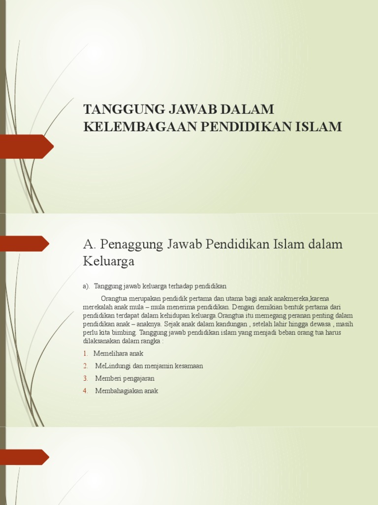 Tanggung Jawab Dalam Kelembagaan Pendidikan Islam | PDF Tanggung Jawab Dalam Kelembagaan Pendidikan Islam | PDF