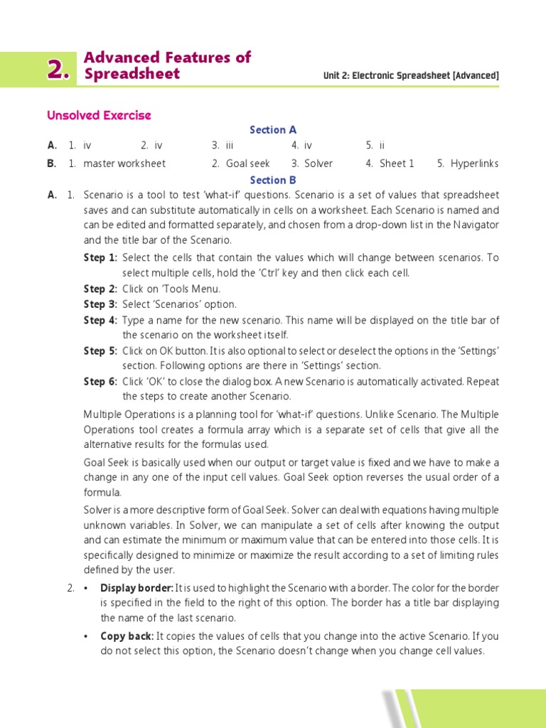Advanced Features of Spreadsheet | PDF | Spreadsheet | Chart