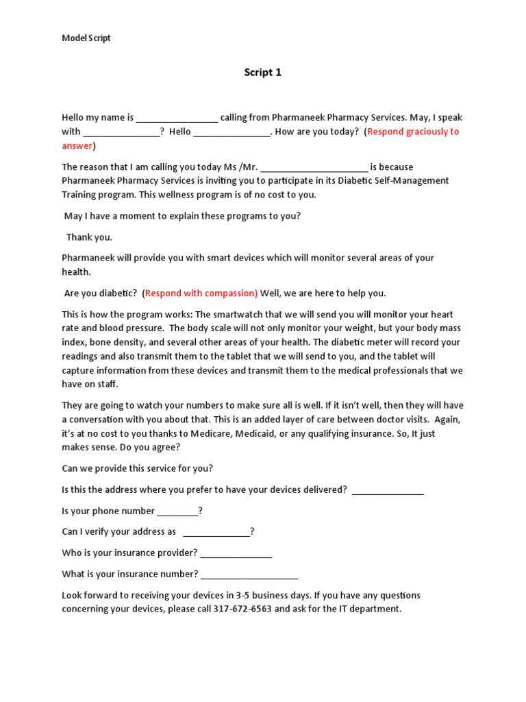 Script Template - ApkaMD - CCR Enrollment | PDF | Pharmacy | Monitoring ...