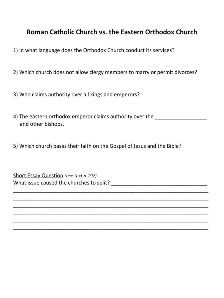 Catholic Church Vs Orthodox | PDF | Religion & Spirituality