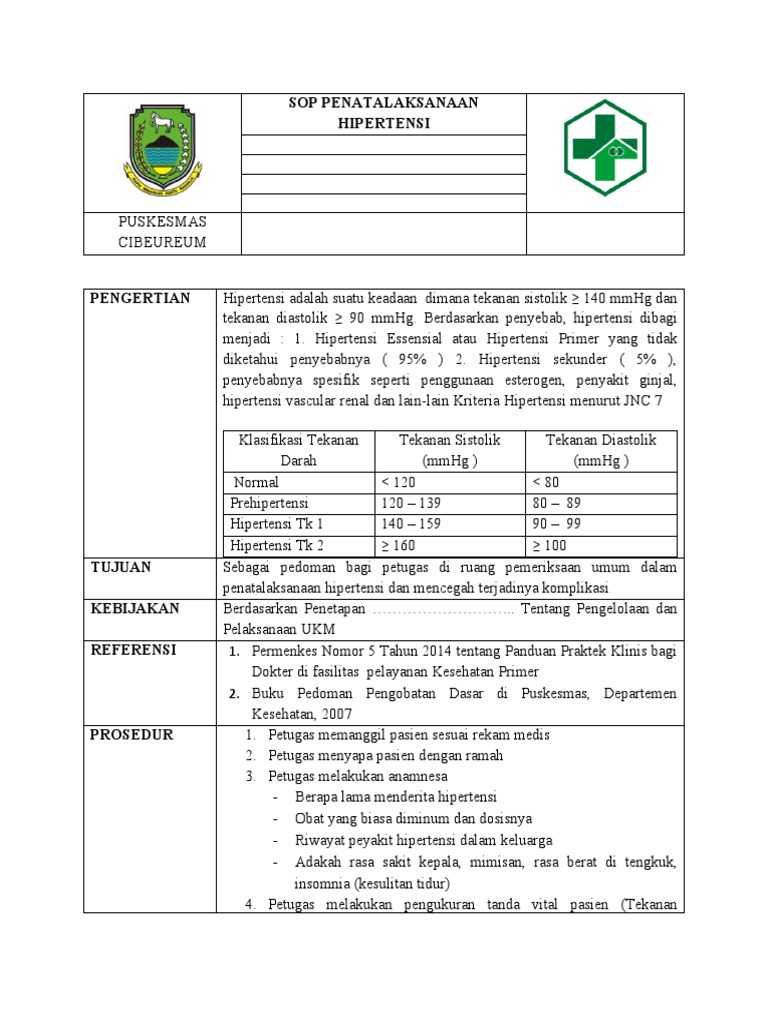 Sop Penatalaksanaan Hipertensi | PDF | Pengembangan Diri | Kesehatan Holistik