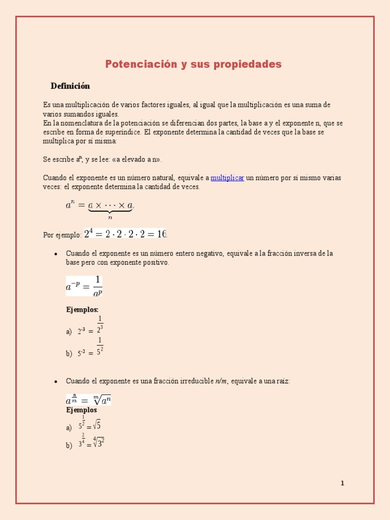 Propiedades de la Potenciación | PDF | Exponenciación | Multiplicación