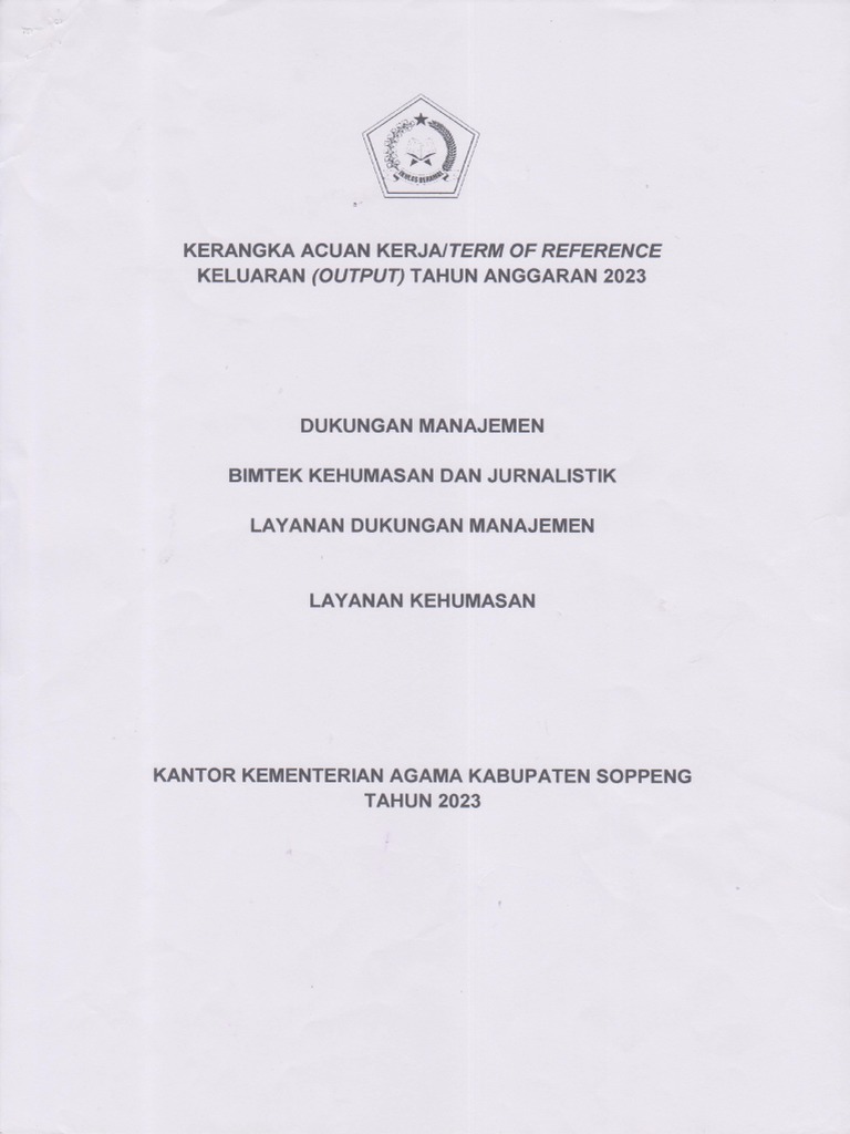 KAK Dan TOR HUMAS 2023 | PDF