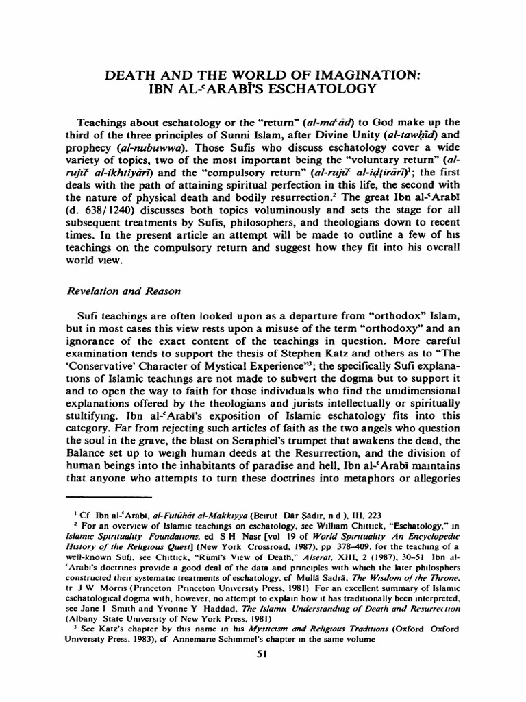 DEATH AND THE WORLD OF IMAGINATION. IBN AL-ARABI'S ESCHATOLOGY. William ...