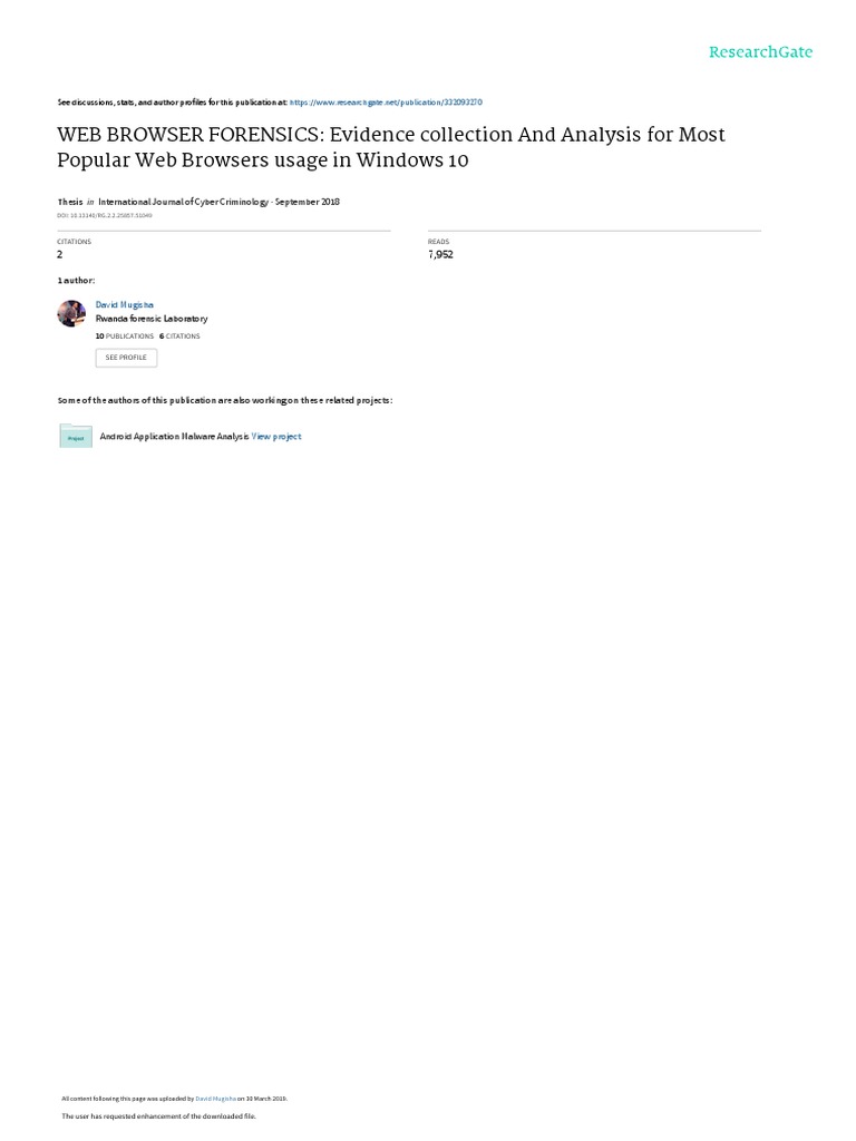Web Browser Forensics Guide | PDF | World Wide Web | Internet & Web