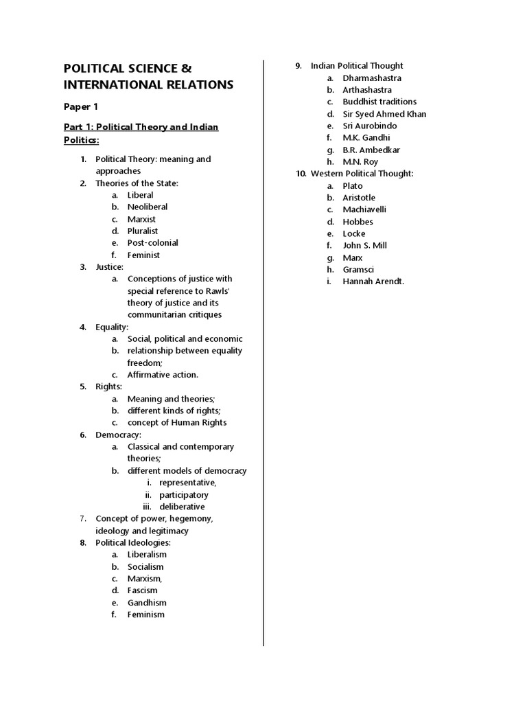 UPSC PSIR Syllabus | PDF | International Relations | Political Philosophy