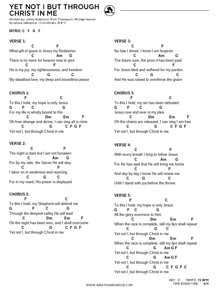 Yet Not I But Through Christ Chords | PDF | Jesus | Song Structure