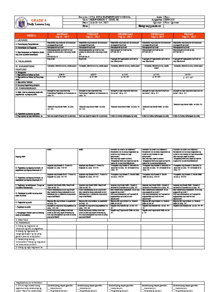 G4 K12 DLL Q1 Week 6 Epp Ict With Reflection | PDF