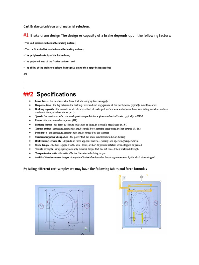Cart Brake Design and Material Selection | PDF | Brake | Torque