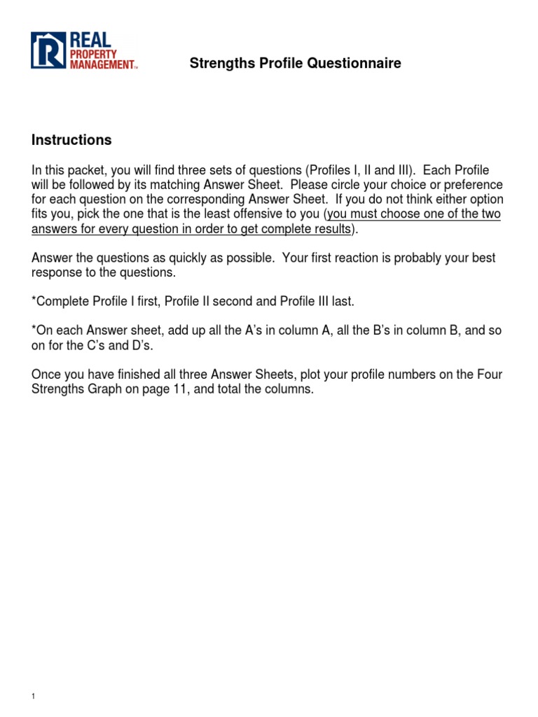 Four Strengths Profile - RPM | PDF | Questionnaire | Cognition