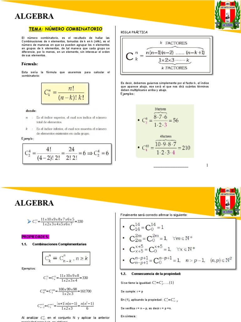 Algebra Cuarto Módulo | PDF | Combinatoria | Matemáticas