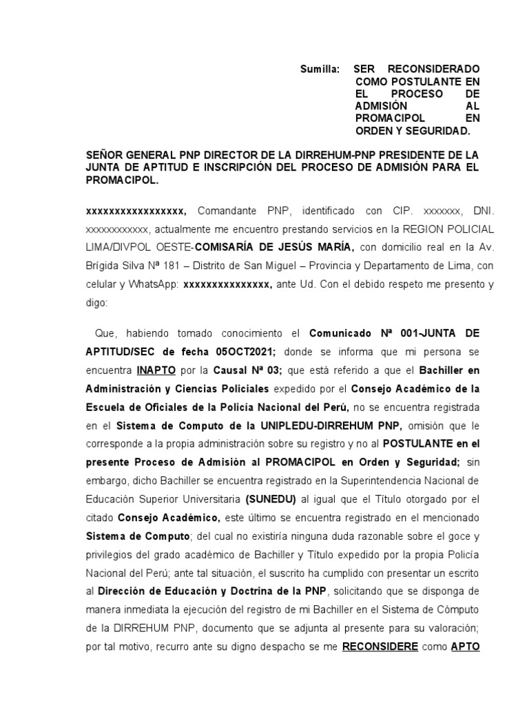 Solicitud Ser Considerado Como Postulante | PDF | Gobierno | Justicia