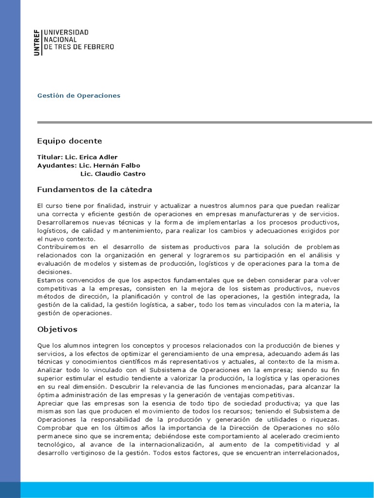 Programa Gestion de Operaciones | Descargar gratis PDF | Logística ...