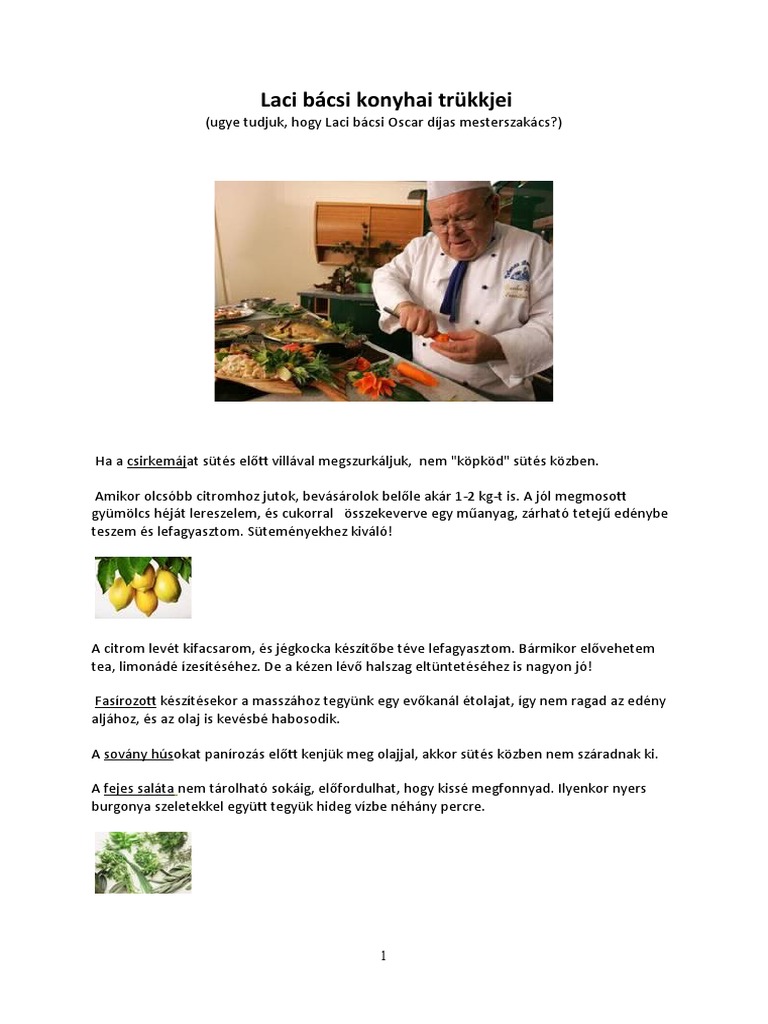 Laci Bácsi Konyhai Trükkjei | PDF